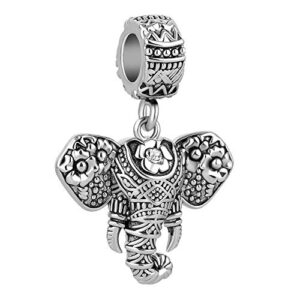 lucky elephant charms good luck animal dangle bead for bracelet (elephant with flower)