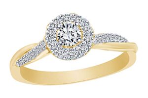 affy 3/8 carat round cut white natural diamond twisted engagement wedding ring in 10k solid yellow gold (0.38 cttw) ring size-5.5