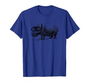 hippo shirts: hippopotamus swim mask and snorkel t-shirt