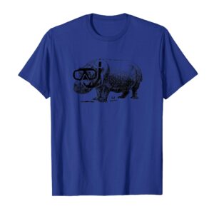 Hippo Shirts: Hippopotamus swim mask and snorkel t-shirt