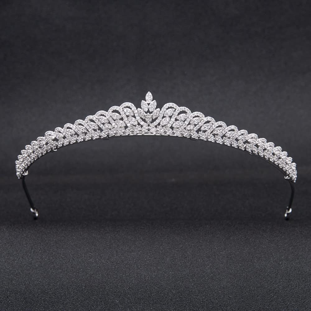 Sepbridals CZ Cubic Zirconia Tiara for Wedding,Crystals Bridal Diadem Crown for Hair Accessories CH10219