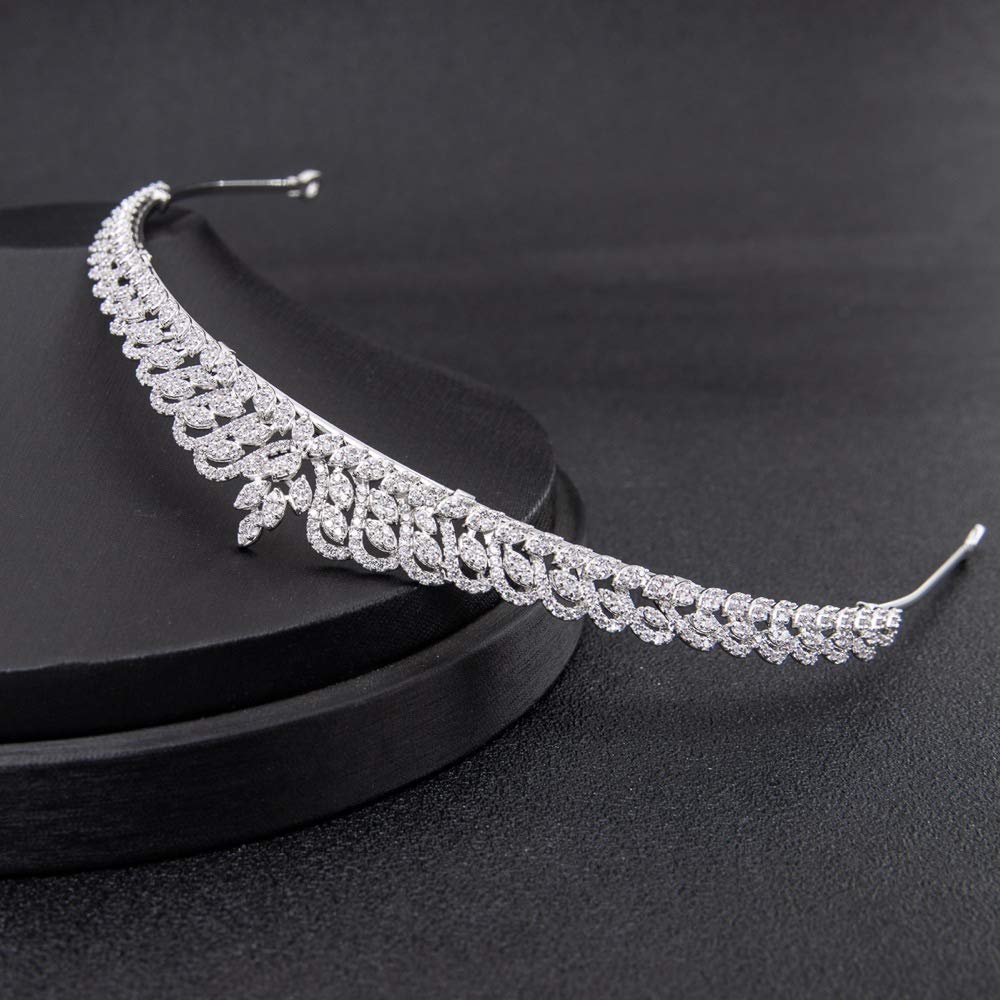 Sepbridals CZ Cubic Zirconia Tiara for Wedding,Crystals Bridal Diadem Crown for Hair Accessories CH10219