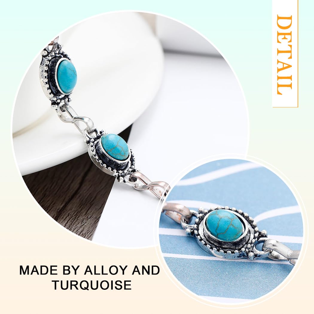 Nicute Boho Turquoise Anklet Silver Vintage Ankle Summer Beach Adjustable Foot Jewelry for Women