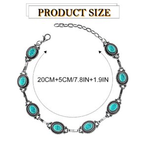 Nicute Boho Turquoise Anklet Silver Vintage Ankle Summer Beach Adjustable Foot Jewelry for Women