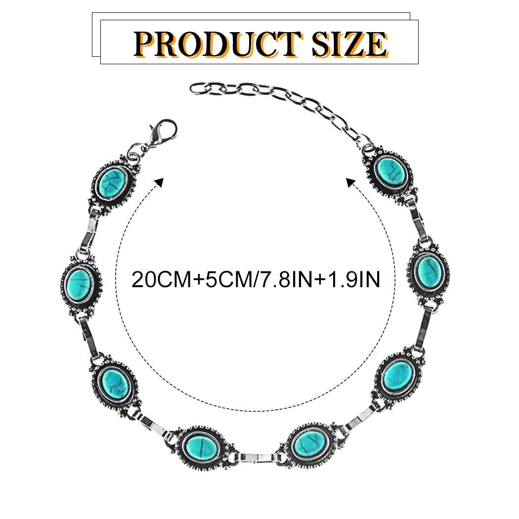 Nicute Boho Turquoise Anklet Silver Vintage Ankle Summer Beach Adjustable Foot Jewelry for Women