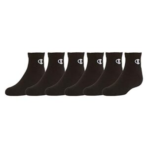 champion unisex child champion 6-pack in quarter or low cut socks, 1, 7 9 us