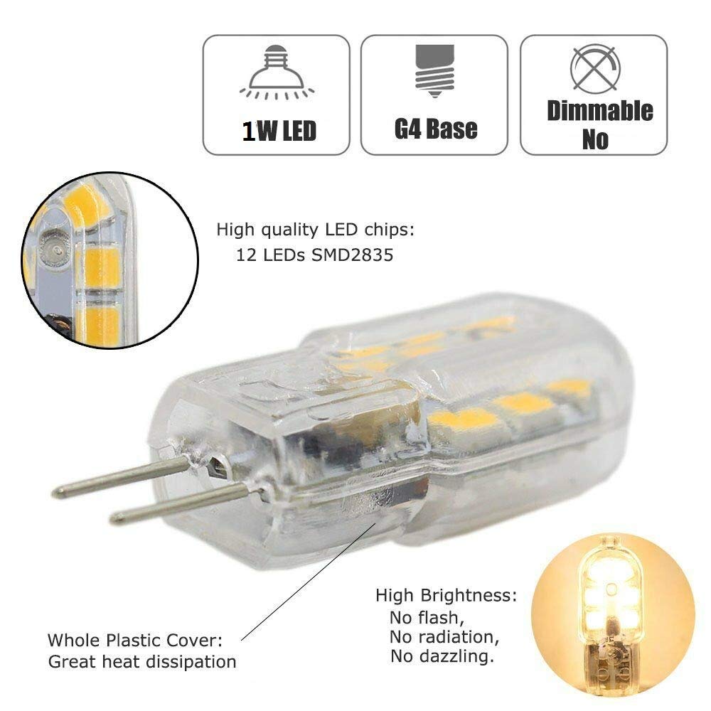 Lxcom Lighting G4 LED Bulb Bi-Pin Base 10Watt Halogen Bulb Equivalent AC12 Volt T3 JC Type Transparent Led Lamp Warm White 3000k for RV Camper Cabinet Landscape Light,10 Pack