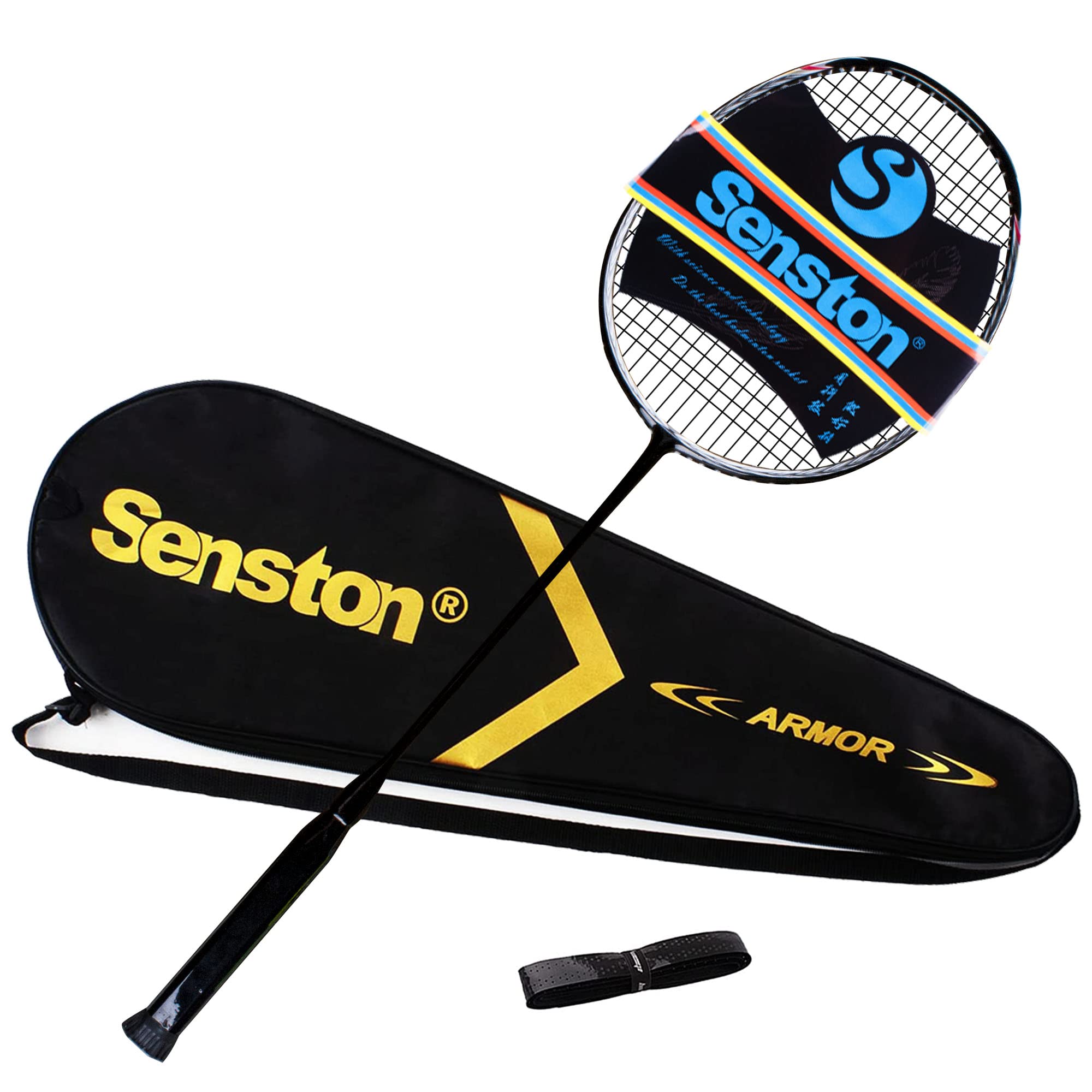 Senston Graphite Badminton Racket 6U, Single High-Grade Badminton Racquet, Professional Carbon Fiber Badminton Racket with Grip