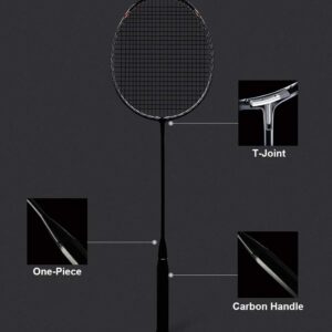 Senston Graphite Badminton Racket 6U, Single High-Grade Badminton Racquet, Professional Carbon Fiber Badminton Racket with Grip