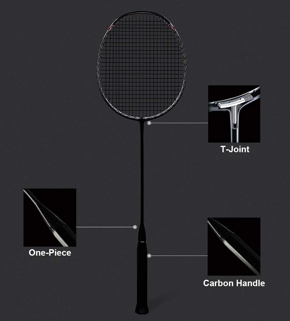 Senston Graphite Badminton Racket 6U, Single High-Grade Badminton Racquet, Professional Carbon Fiber Badminton Racket with Grip