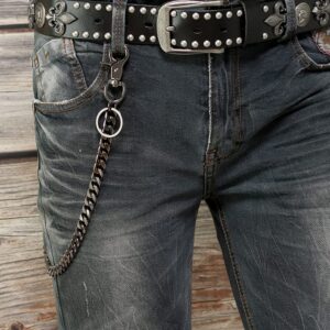 newtro Wallet Chain Men Women Boy Girl, Biker Motorcycle Pants Jean Punk Long Key Chain Ring Holder Black 24" (D06BK24)