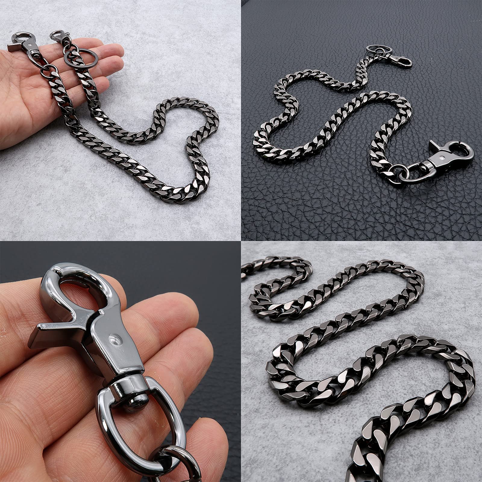 newtro Wallet Chain Men Women Boy Girl, Biker Motorcycle Pants Jean Punk Long Key Chain Ring Holder Black 24" (D06BK24)