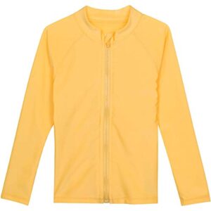 swimzip upf 50+ long sleeve rash guard for boys and girls - baby, toddler, kids yellow