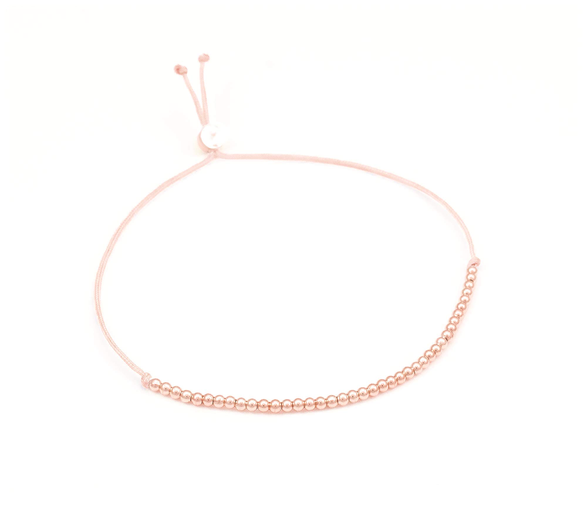 Lucky Feather 40th Birthday Gifts for Women, 14K Rose Gold Dipped Beads Bracelet on Adjustable 7"- 8" Cord - Perfect 40th Birthday Gift Ideas for Her (rose-gold-plated-base)