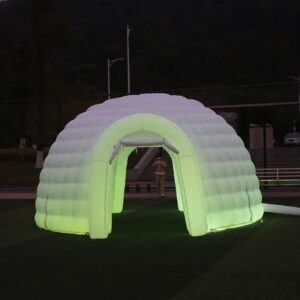 SAYOK Portable Inflatable Igloo Dome Tent with Air Blower(White, Two Doors, 16.4ft) Inflatable Event Tent Structure Night Club Party Tent Event Room for Wedding Promotion Trade Show