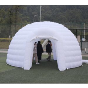 SAYOK Portable Inflatable Igloo Dome Tent with Air Blower(White, Two Doors, 16.4ft) Inflatable Event Tent Structure Night Club Party Tent Event Room for Wedding Promotion Trade Show