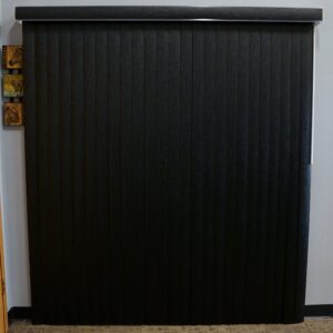 Black Frisco Textured Vinyl Vertical Blinds with 3-1/2" Embossed Vanes 78" Wide x 84" Long Cordless