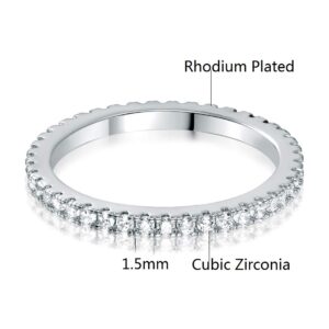 MDFUN 14K White Gold Plated Cubic Zirconia Eternity Ring for Women (7)