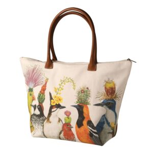 womens vicki sawyer the entourage birds canvas tote bag