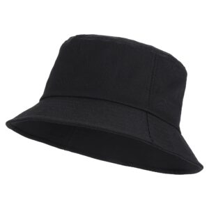 umeepar unisex cotton packable bucket hat sun hat plain colors for men women (1 plain black)