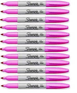 sharpie permanent markers, fine point, 12 pack electric pink