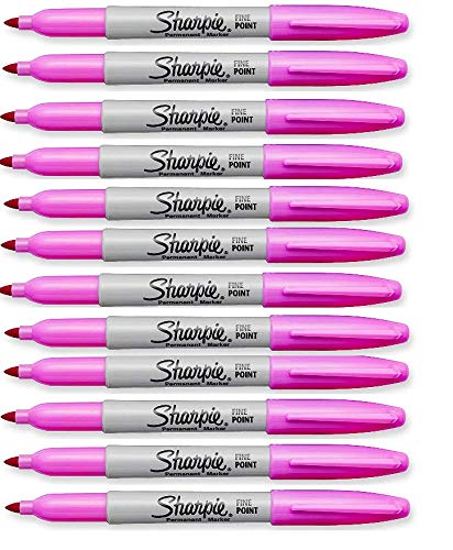 Sharpie Permanent Markers, Fine Point, 12 Pack Electric Pink