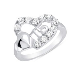 sweet 15 quinceanera cz double heart ring 925 sterling silver rhodium plated (10)