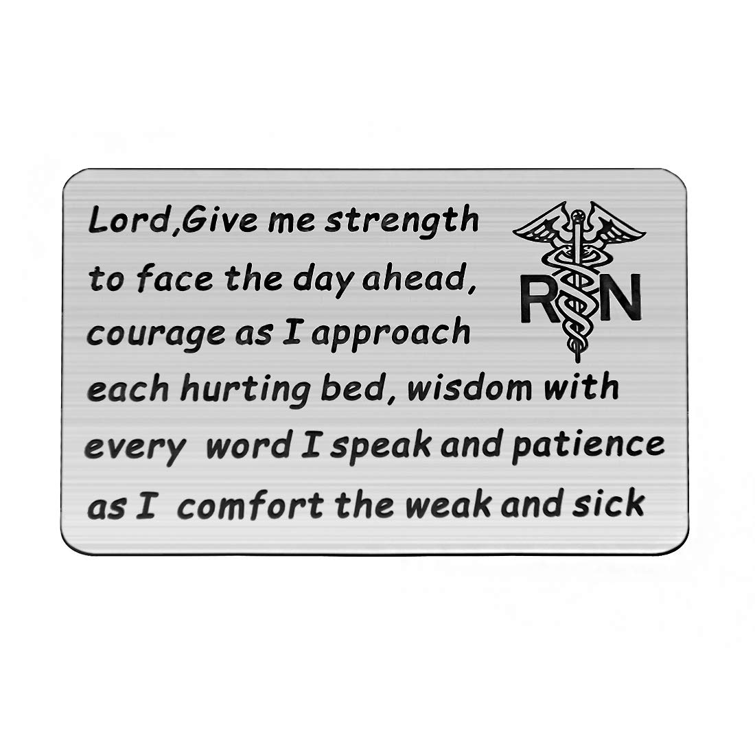 HOLLP Nurse Prayer Wallet Card Lord Give Me Strength Courage Wisdom Patience Gift for Nurse Nursing School Graduation Gift RN Jewelry (Silver)