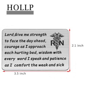 HOLLP Nurse Prayer Wallet Card Lord Give Me Strength Courage Wisdom Patience Gift for Nurse Nursing School Graduation Gift RN Jewelry (Silver)