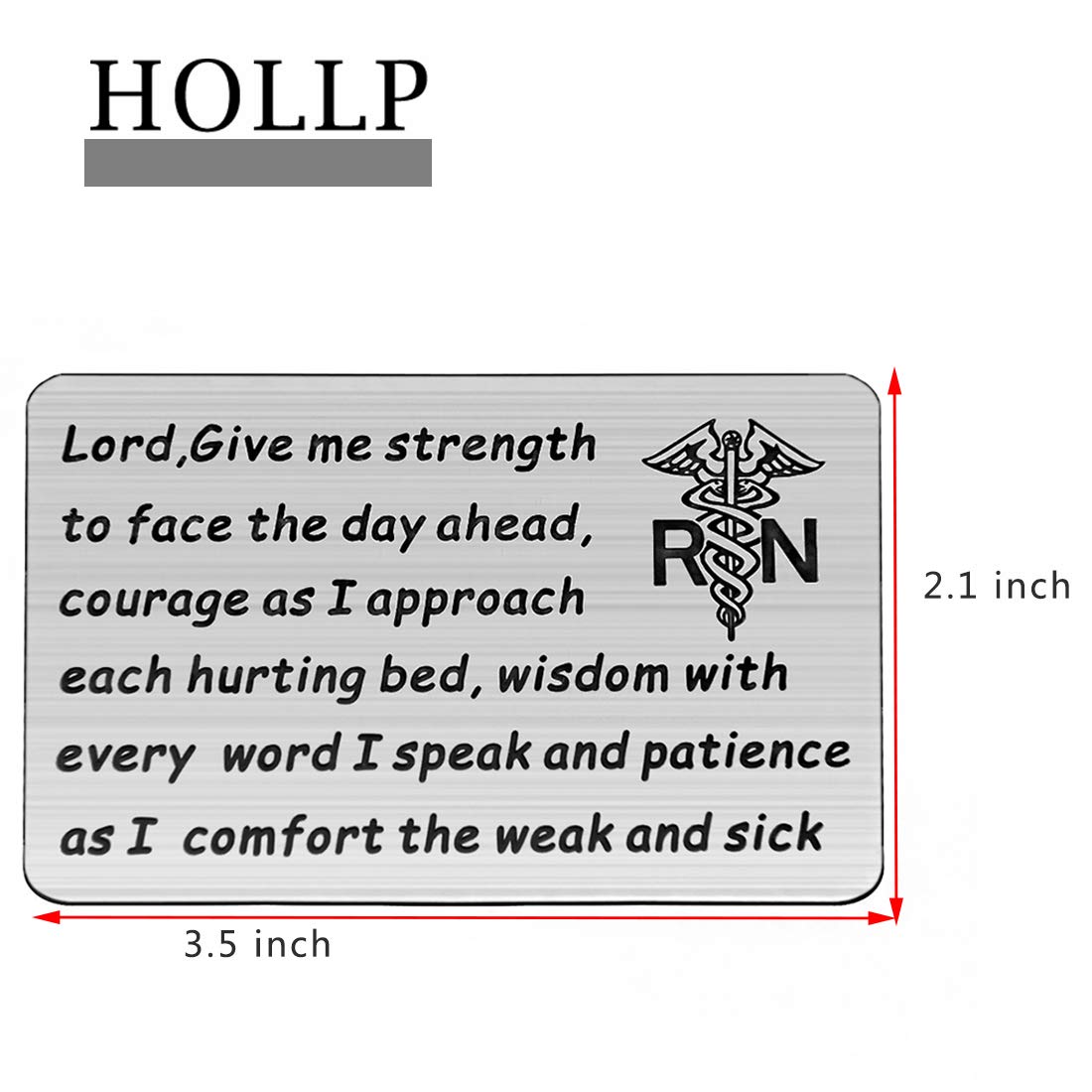 HOLLP Nurse Prayer Wallet Card Lord Give Me Strength Courage Wisdom Patience Gift for Nurse Nursing School Graduation Gift RN Jewelry (Silver)