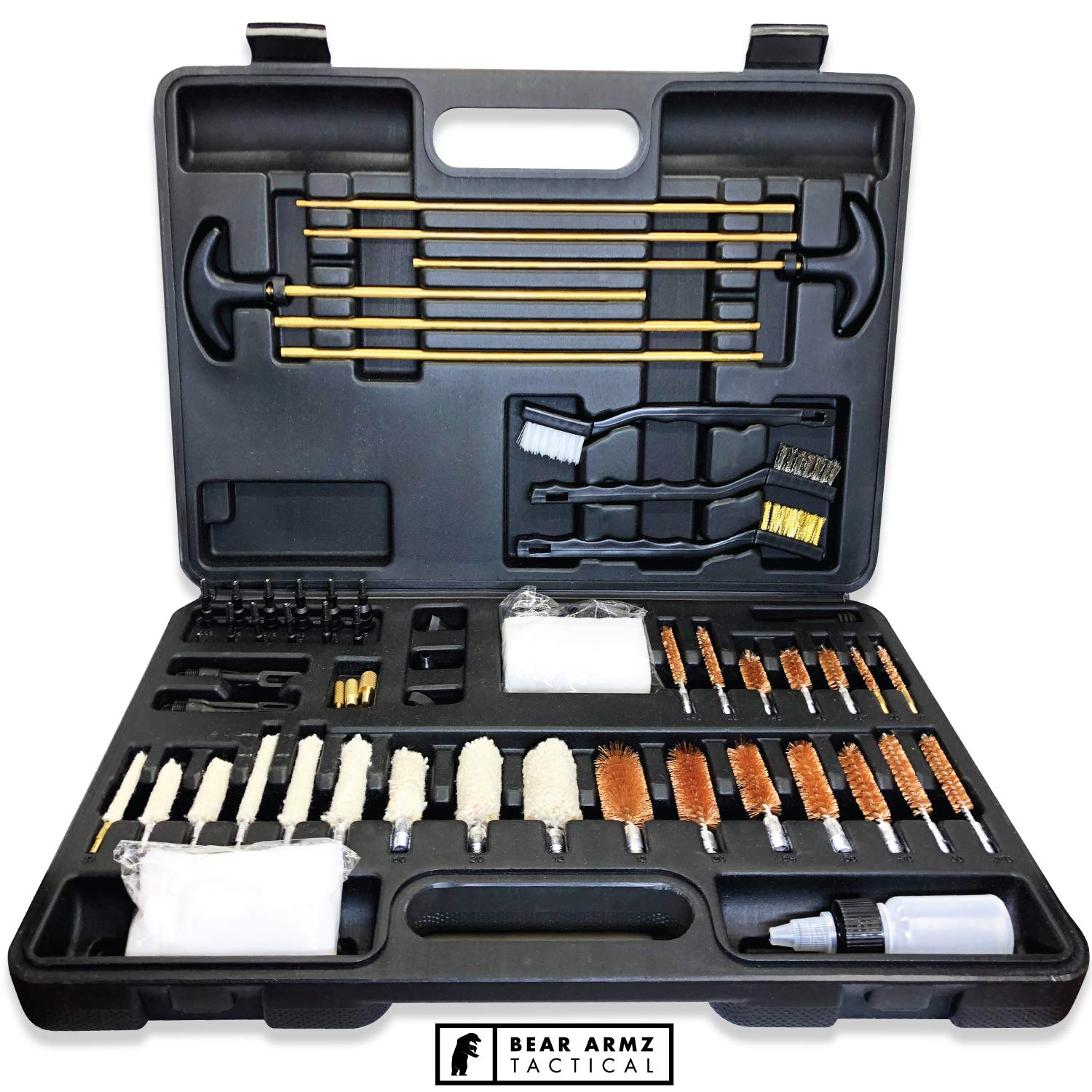 Universal Gun Cleaning Kit | American Company | Perfect for Shotguns, Rifles, Muzzle Loaders, Handguns and Pistols | Portable Case | Cleans Calibers .17- .50