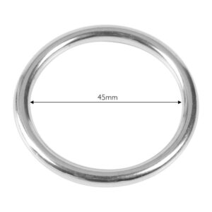 Alomejor 304 Stainless Steel Welded O Ring Line Dia. 5mm for Pet Collar Solid Strong Bearing Capacity Ring Diving Accessory(05045-Line Dia. 5mm Inner Dia. 45mm)