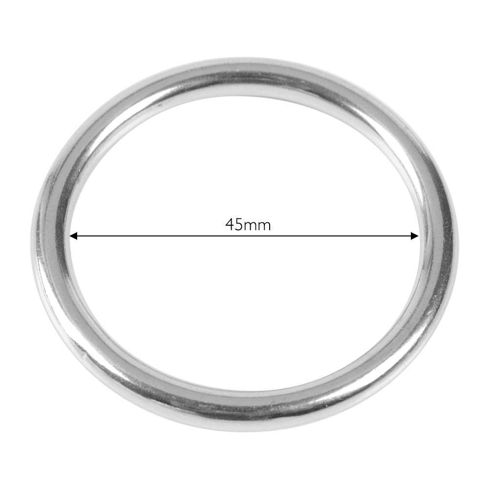 Alomejor 304 Stainless Steel Welded O Ring Line Dia. 5mm for Pet Collar Solid Strong Bearing Capacity Ring Diving Accessory(05045-Line Dia. 5mm Inner Dia. 45mm)