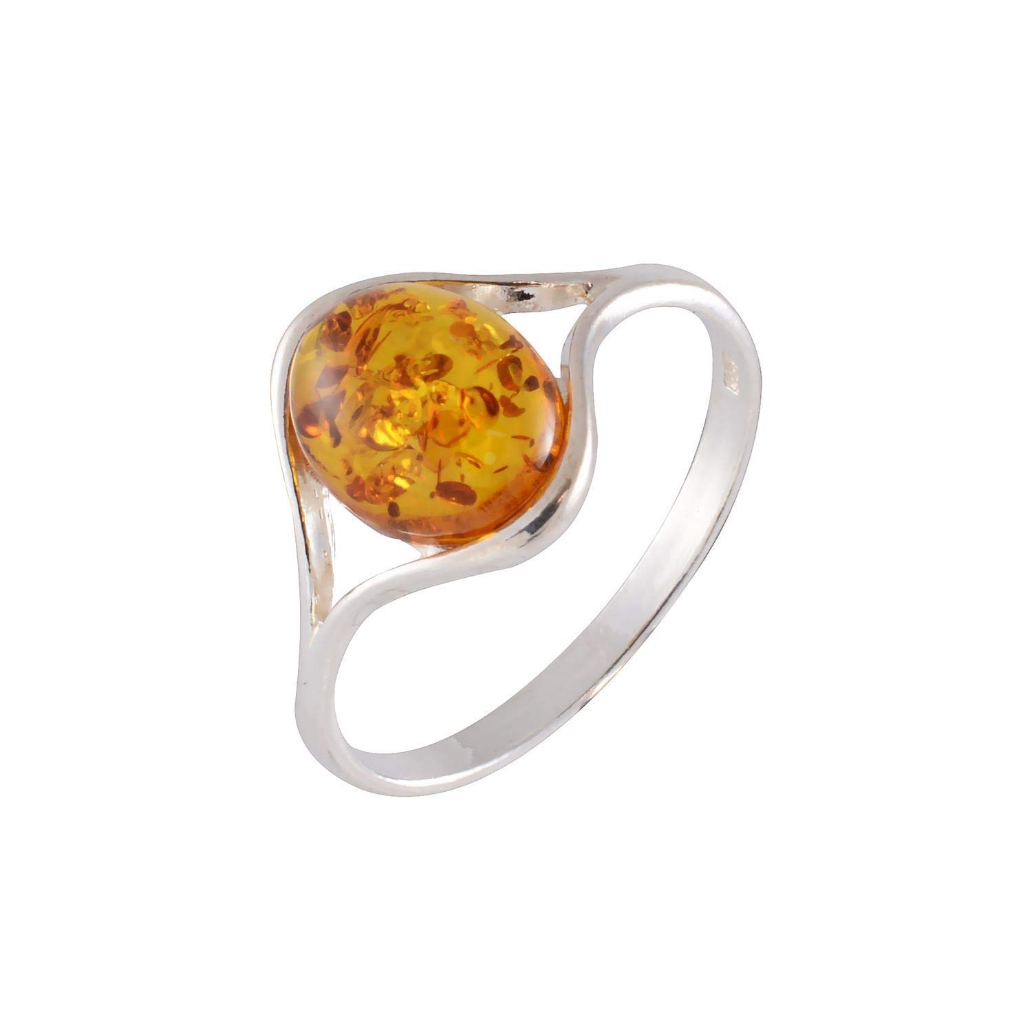 HolidayGiftShops Sterling Silver and Baltic Honey Amber Adult Ring Khloe- Size 7.5