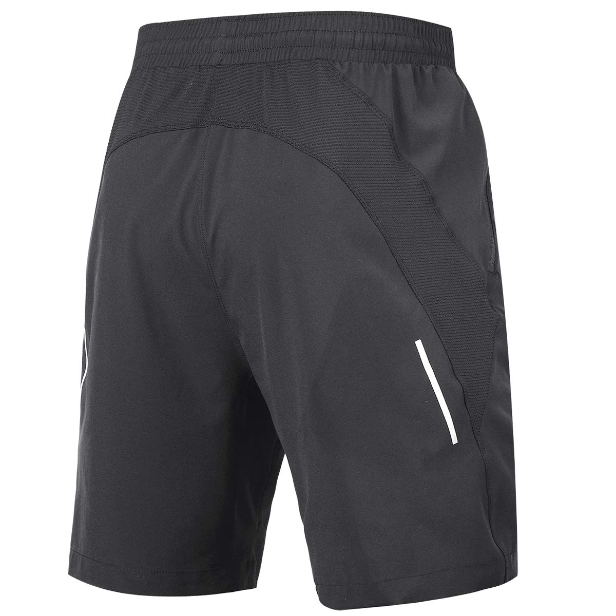 Souke Sports Men's Workout Running Shorts Quick Dry Athletic Performance Shorts Black Liner Zip Pockets