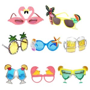 funny sunglasses,novelty party sunglasses, creative funny sunglasses, funny hawaiian tropical sunglasses,luau fancy dress party supply, hawaii themed sunglasses,beach photo booth props(8 pack)