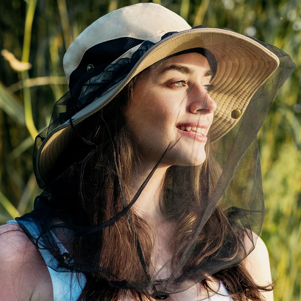 CAMOLAND Sun Hat with Removable Mesh Head Net Safari Hat Outdoor UV Protection