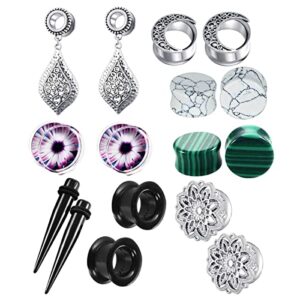 tianci fbyjs 8 pairs stainless steel ear tunnels earrings plugs dangle gauges for women double flare piercing stretcher gauges plugs kit 6mm 2g