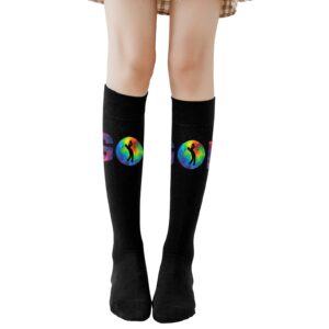 mocsone knee high socks tie dye golf women's athletic over thigh long stockings