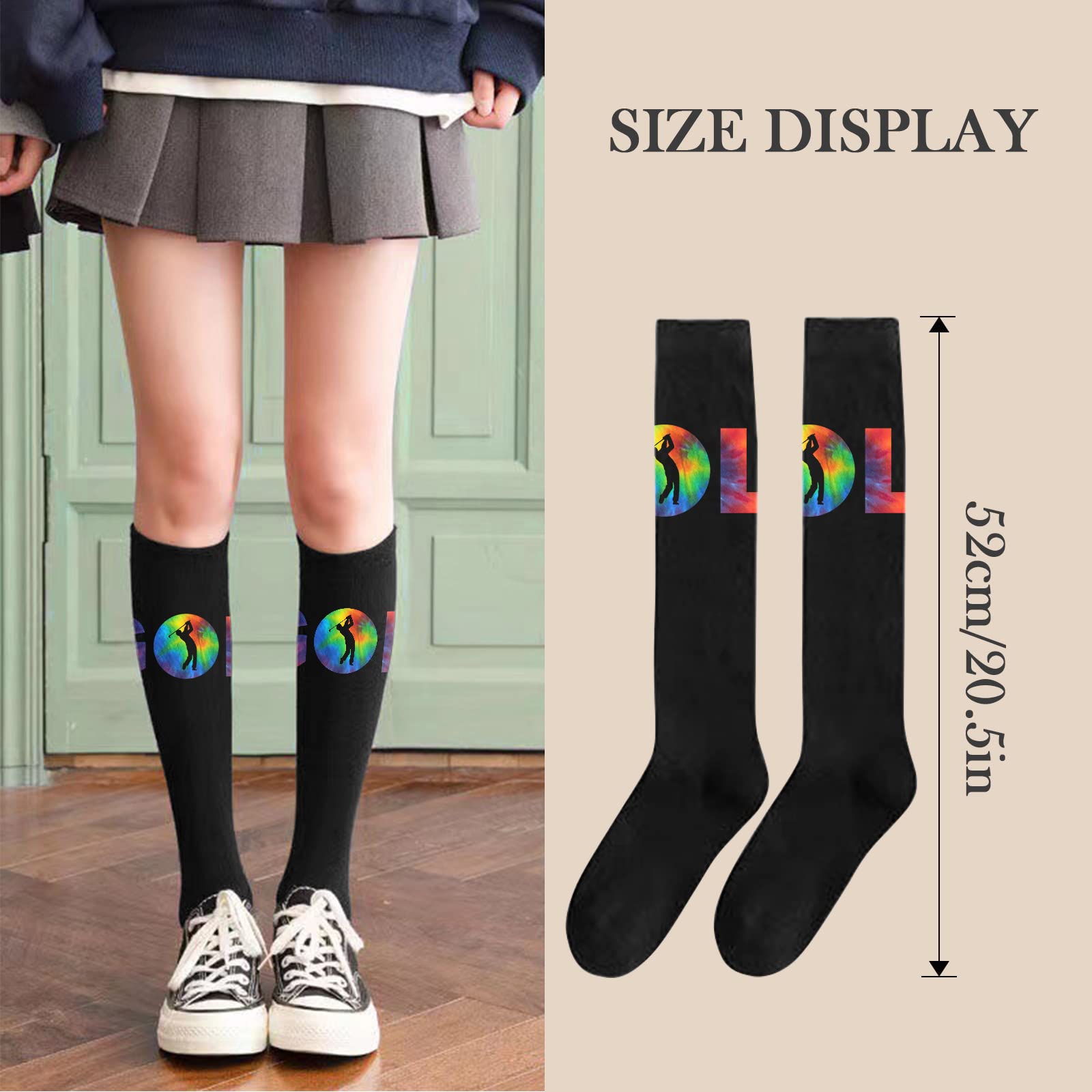 MOCSONE Knee High Socks Tie Dye Golf Women's Athletic Over Thigh Long Stockings