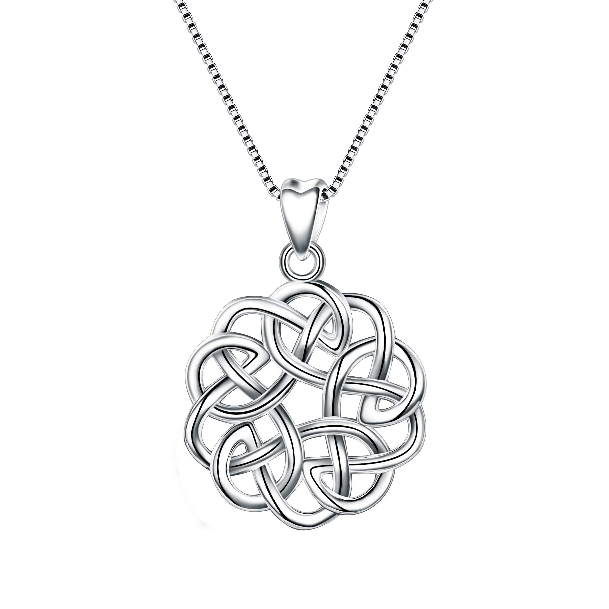 EVER FAITH 925 Sterling Silver Round Infinity Endless Love Celtic Knot Pendant Necklace for Women