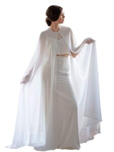 elliehouse long chiffon bridal cape wedding veil cloak for bride white 3m