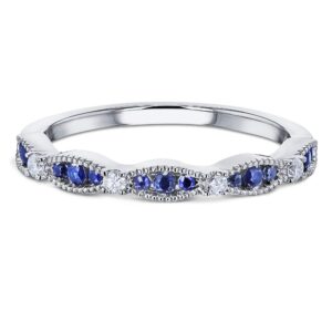 kobelli blue sapphire white diamond band - 7.0