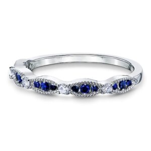 Kobelli Blue Sapphire White Diamond Band - 7.0