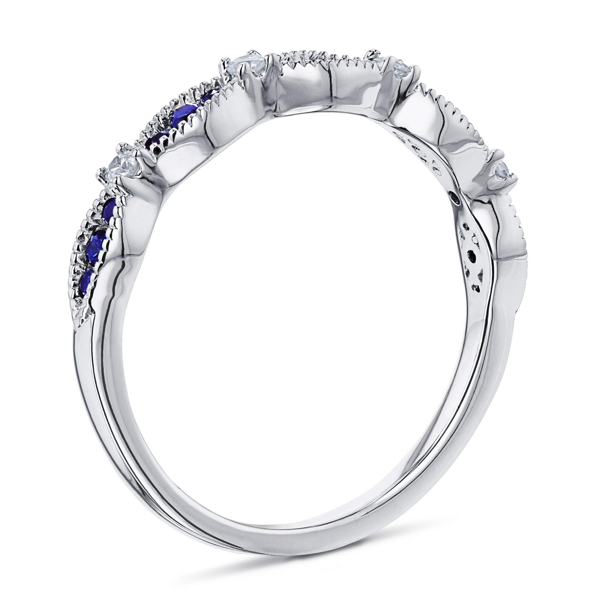 Kobelli Blue Sapphire White Diamond Band - 7.0