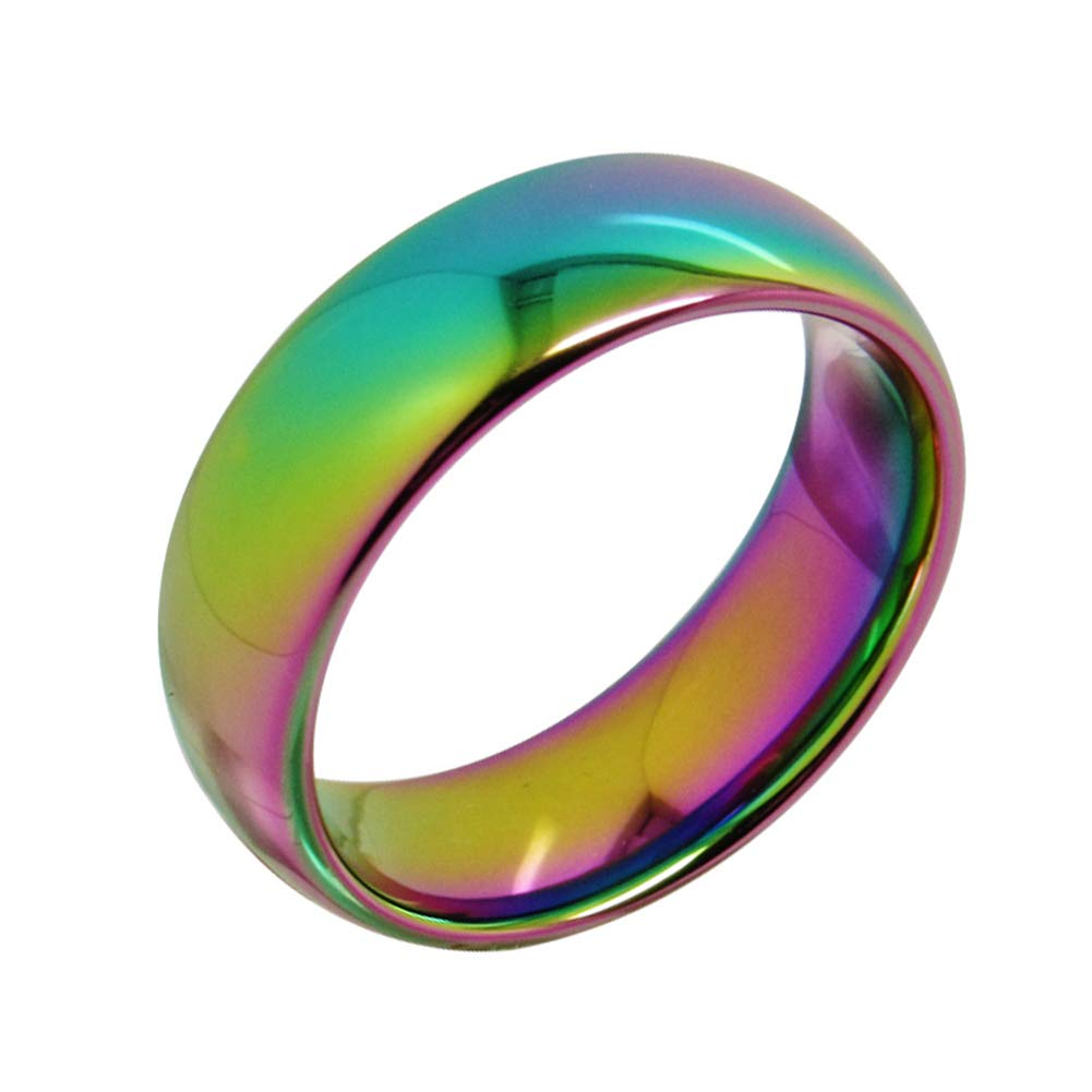 Fashion Month 5mm Tungsten Carbide Ring Rainbow Gay Lesbian Wedding Engagement Colorful LGBT Pride Band Size 7.5