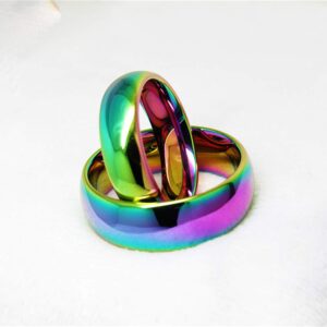 Fashion Month 5mm Tungsten Carbide Ring Rainbow Gay Lesbian Wedding Engagement Colorful LGBT Pride Band Size 7.5