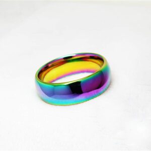 Fashion Month 5mm Tungsten Carbide Ring Rainbow Gay Lesbian Wedding Engagement Colorful LGBT Pride Band Size 7.5