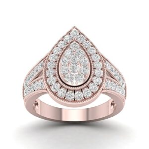 diamond2deal 14k rose gold diamond engagement wedding ring size 8.5 (1ct, clarity si2, color h-i)