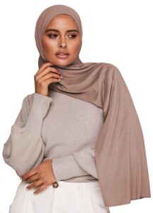 voile chic premium jersey hijab scarf for women - islamic head scarf wrap hijabs (taupe)